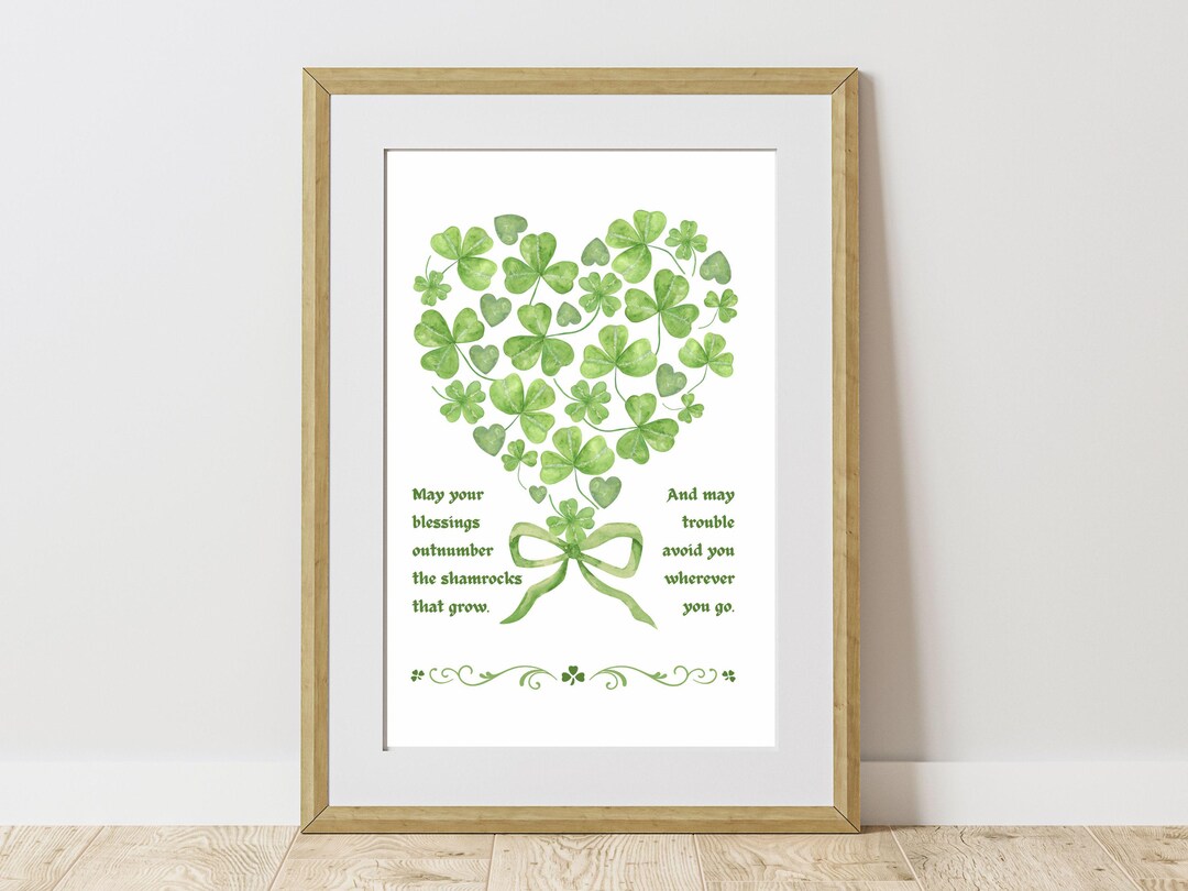 Irish Shamrock Blessing Digital Download | Printable Wall Art | St ...