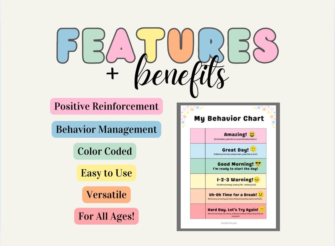 Printable Behavior Chart for Kids Color Coded Reward Chart Gentle ...