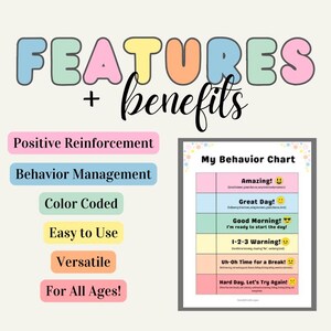 Printable Behavior Chart for Kids Color Coded Reward Chart Gentle ...