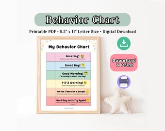 Printable Behavior Chart for Kids Color Coded Reward Chart Gentle ...