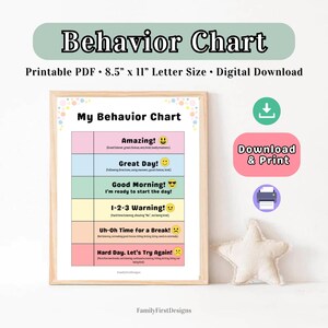 Printable Behavior Chart for Kids Toddler Tantrum Management Homeschool ...
