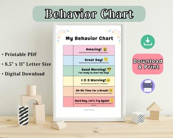 Printable Behavior Chart for Kids Color Coded Reward Chart Gentle ...