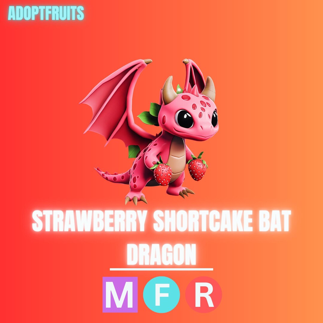 Adopt Me Strawberry Shortcake Bat Dragon MFR Mega Neon Fly Ride - Etsy