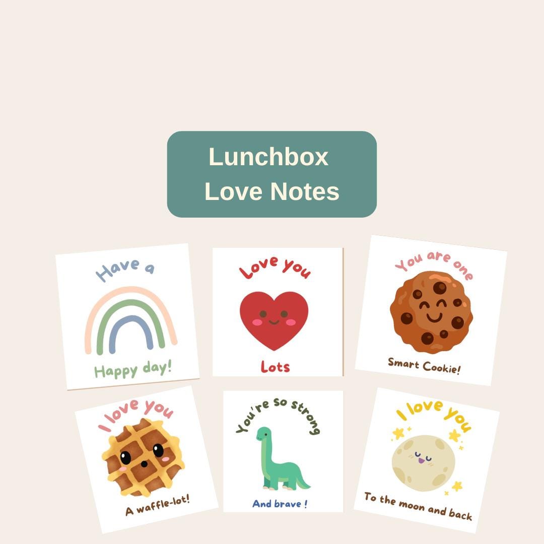 Lunch Box Love Notes. Printable Lunch Box Notes, Lunchbox Printables ...