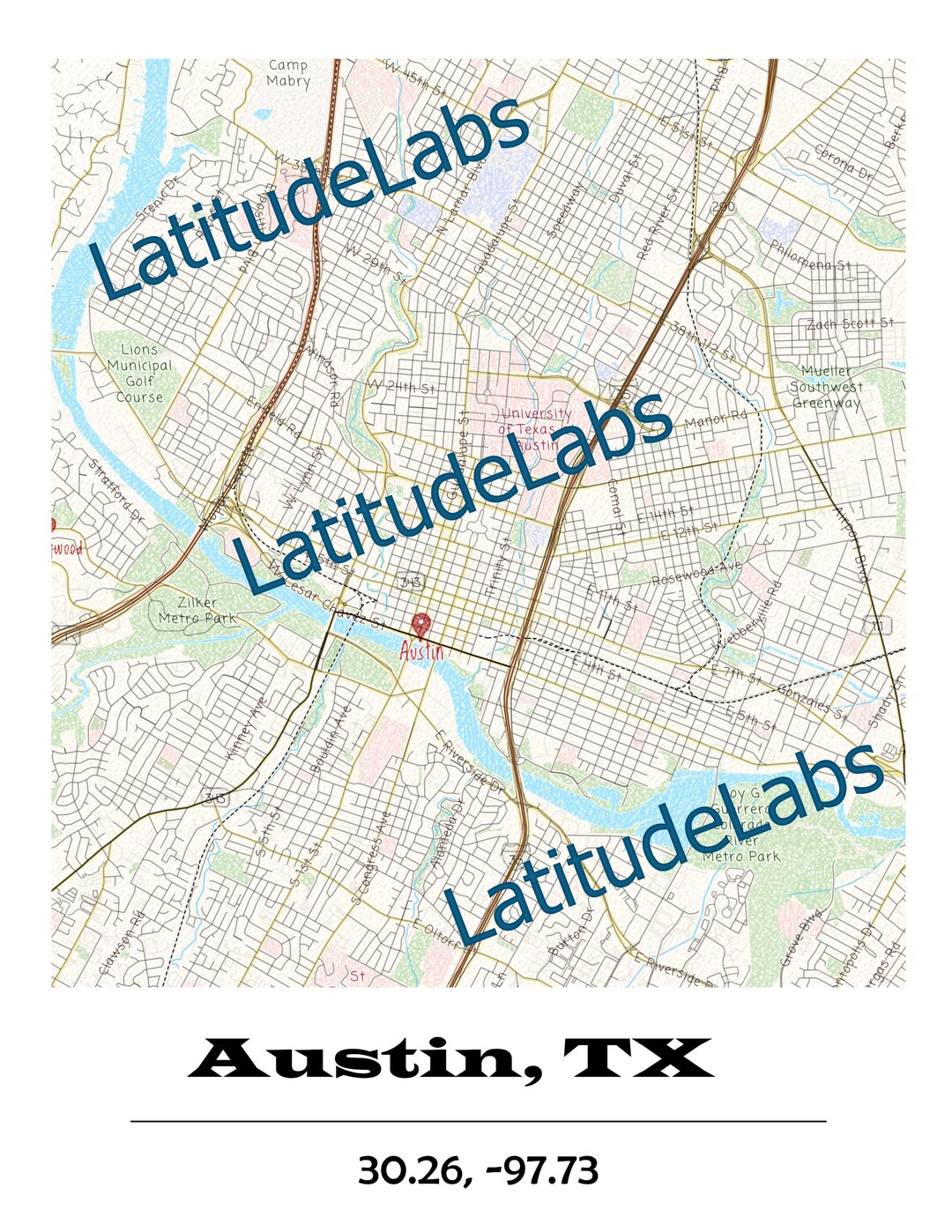 Map of Austin Tx, Digital Download - Etsy