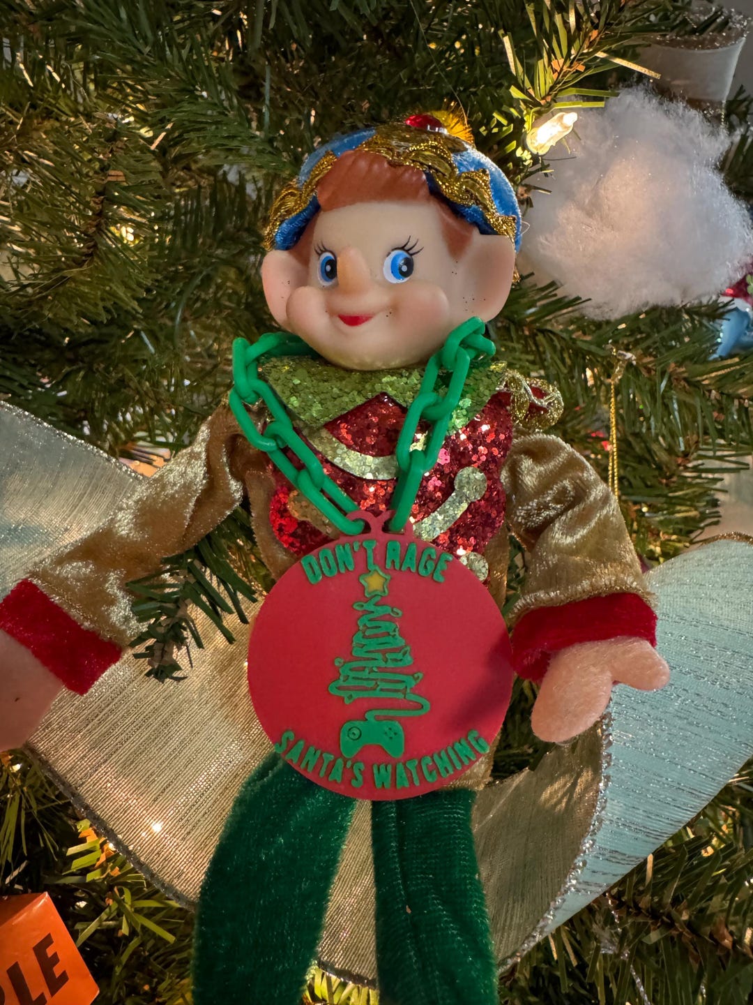 Doll/elf “don’t Rage, Santa’s Watching” Sport/hype Chain, Elf Swag ...