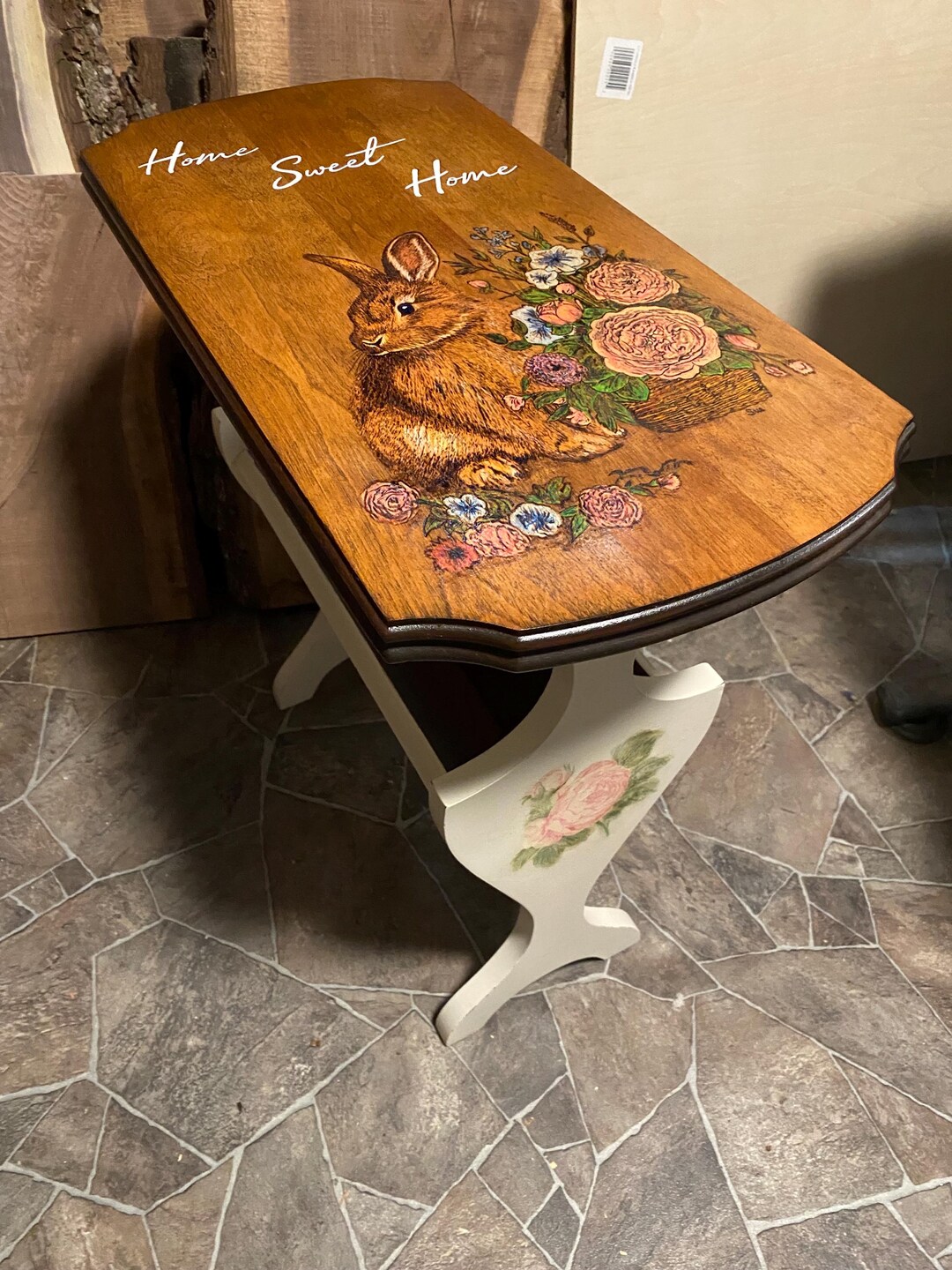 Home Sweet Home Bunny Table- Bunny, Spring Table, Woodburning, Art ...