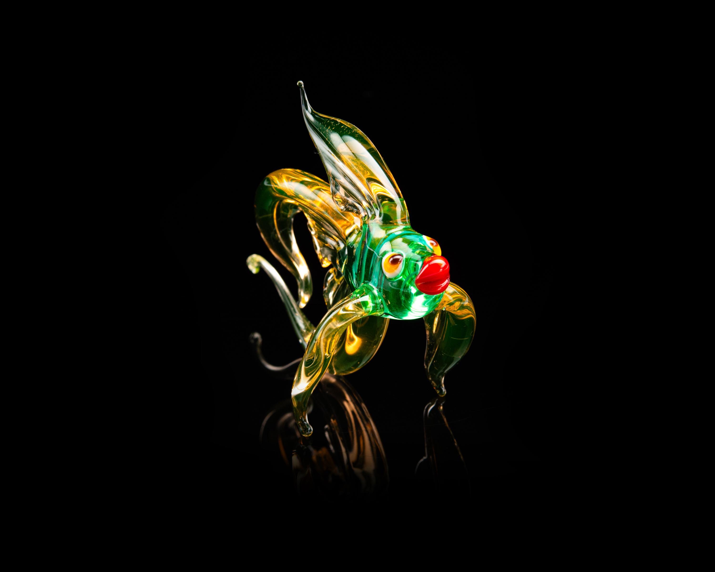 Uranium Glass Fish Figurine UV Reactive Glowing Art Collectible ...