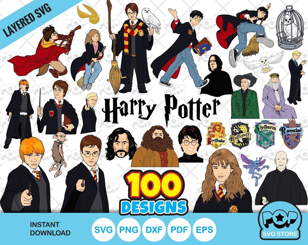 Harry Potter 100 Cliparts Bundle, SVG Cut Files for Cricut / Silhouette ...