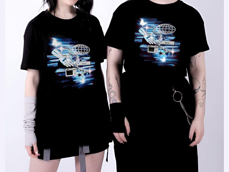 2000s Clothing Cybercore Graphic T-shirt | Techwear Alternative Top ...