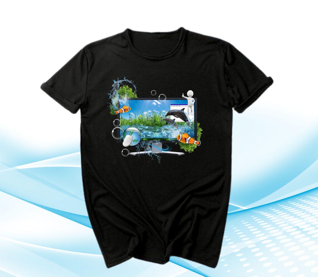 Frutiger Aero Nostalgia T-shirt | Retro 2000s Vibes With Dolphin Aqua ...
