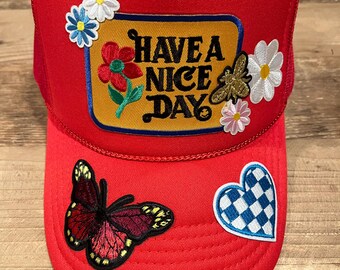 Foam Front Snapback Trucker Hat - Have a Nice Day Hat- Green Trucker ...