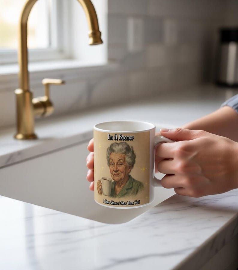 Baby Boomer Mug, Senior Aging Humor Vintage Flair Gift for Her, 11/15oz ...