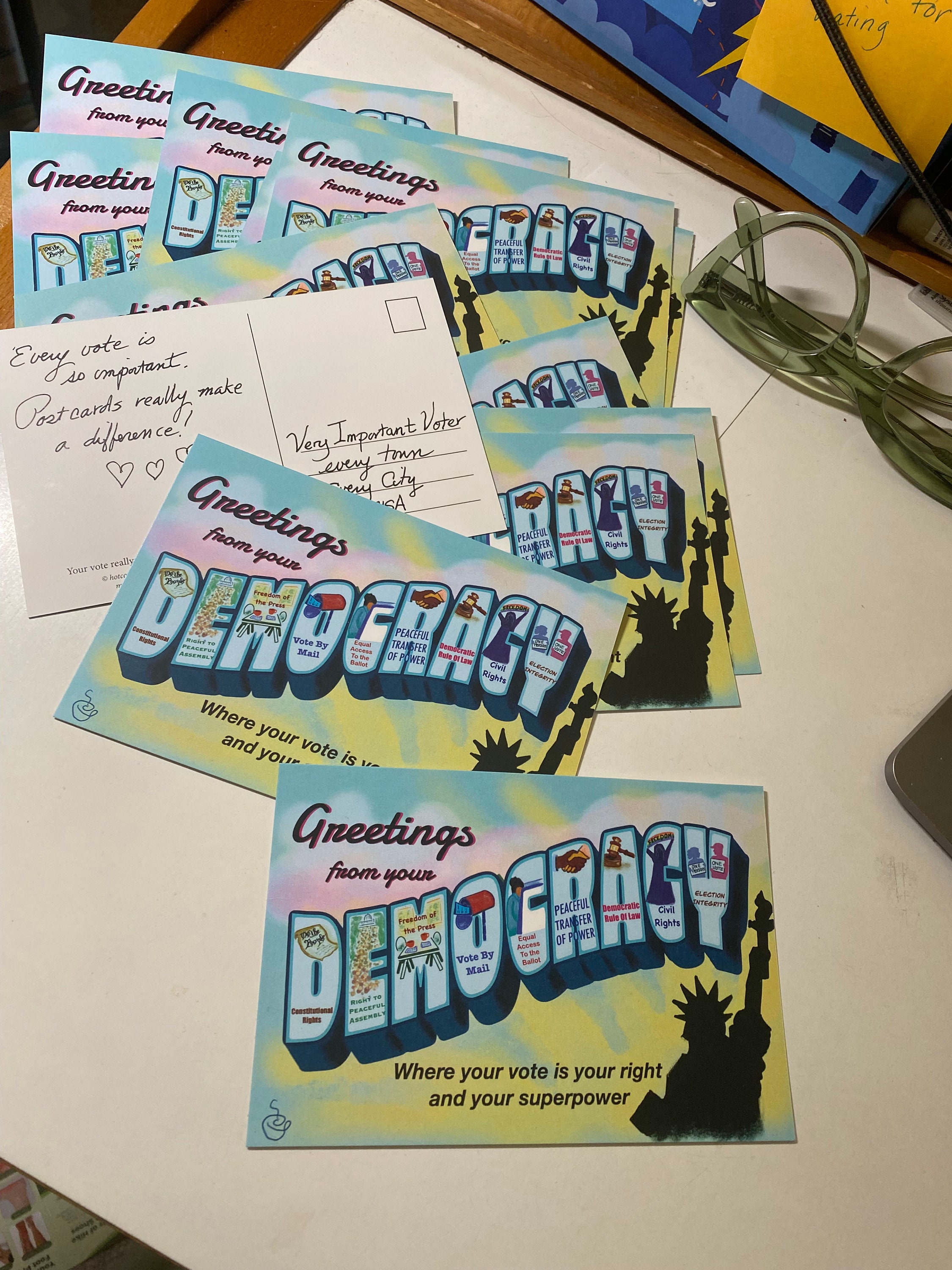Postcard: GREETINGS From Your DEMOCRACY is an Artist-designed Vintage ...