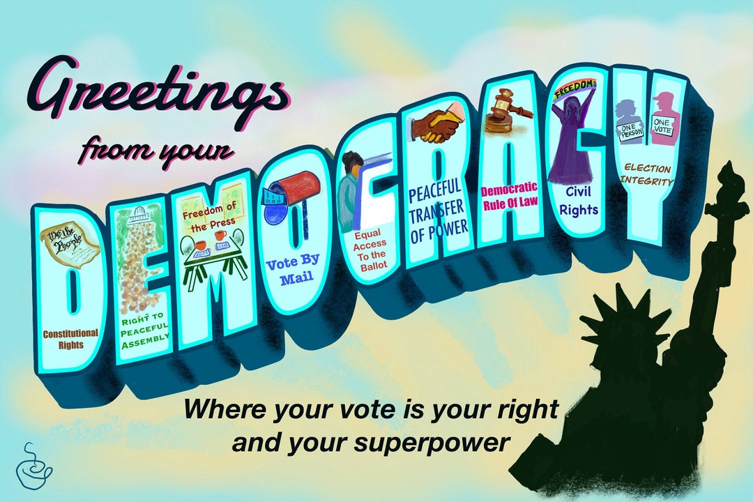 Postcard: GREETINGS From Your DEMOCRACY is an Artist-designed Vintage ...