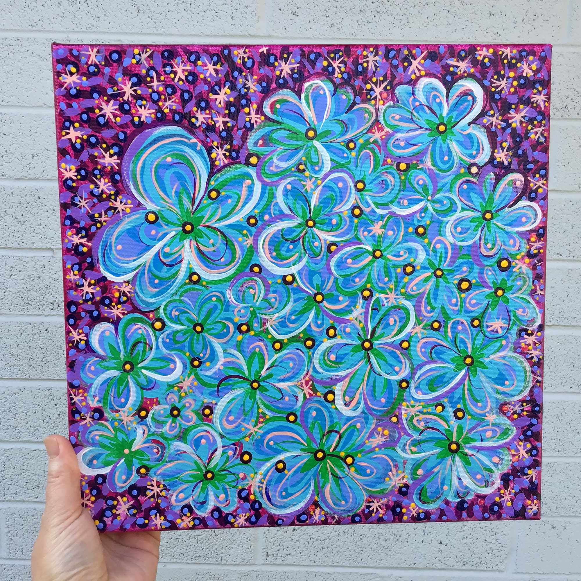 Spring Flowers Acrylic Painting. Original Folk Outsider Art. Colorful ...