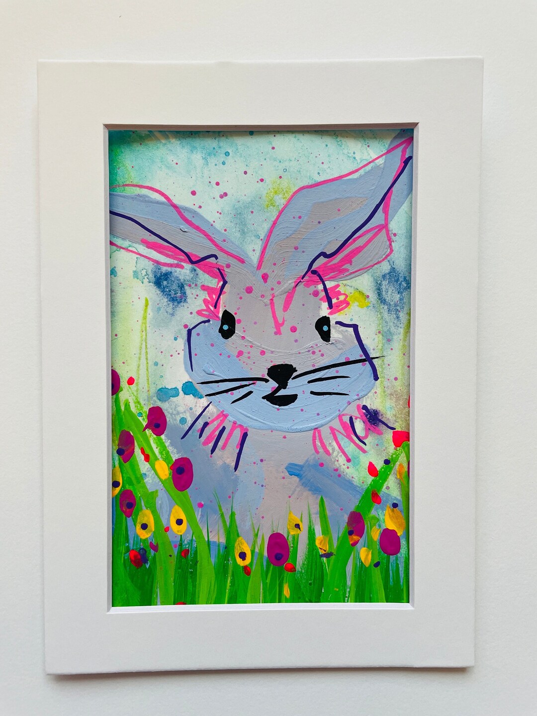 Mini Framed Painting, Spring Bunny Art Gift, Art for Small Spaces, Mini ...