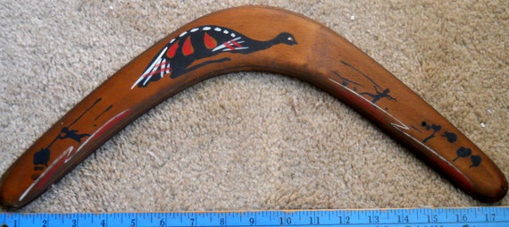 Vintage Australian Aboriginal Boomerang Handmade Wood Painted - Etsy