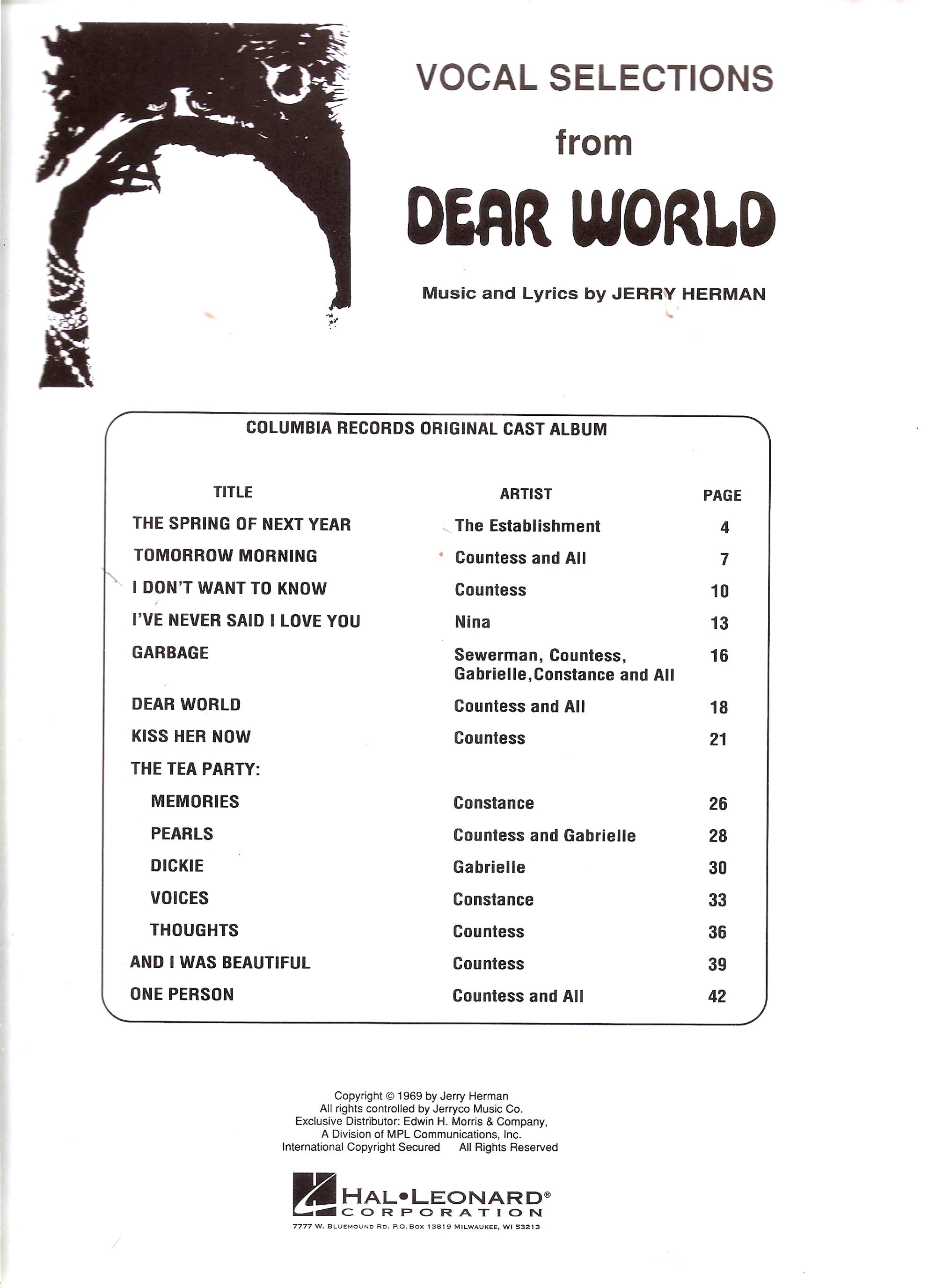 Vocal Selections From "dear World" Original Cast Album Angela Lansbury ...