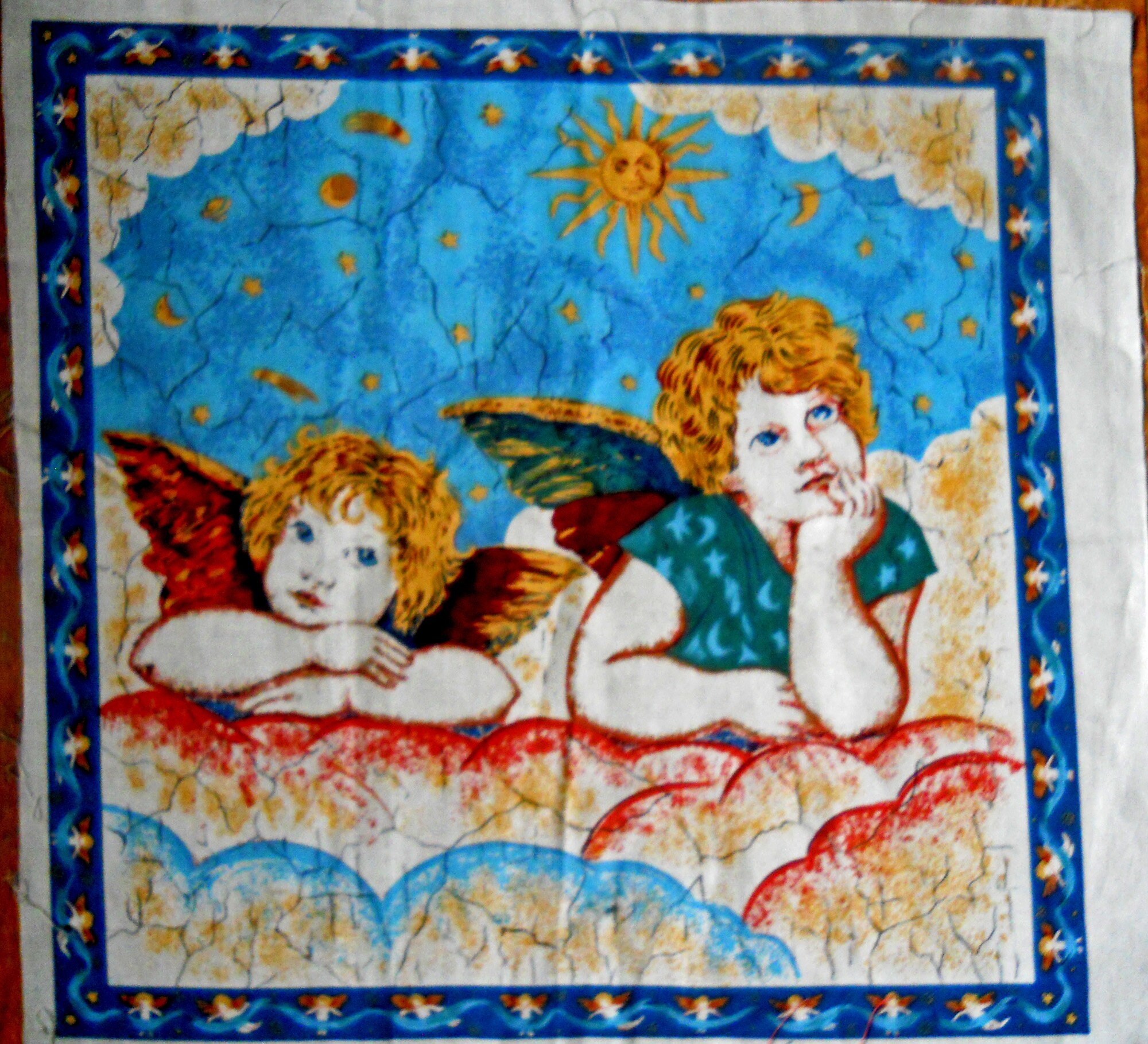 Angels Children Printed Fabric Block Panels and Border, Home Kids Room ...