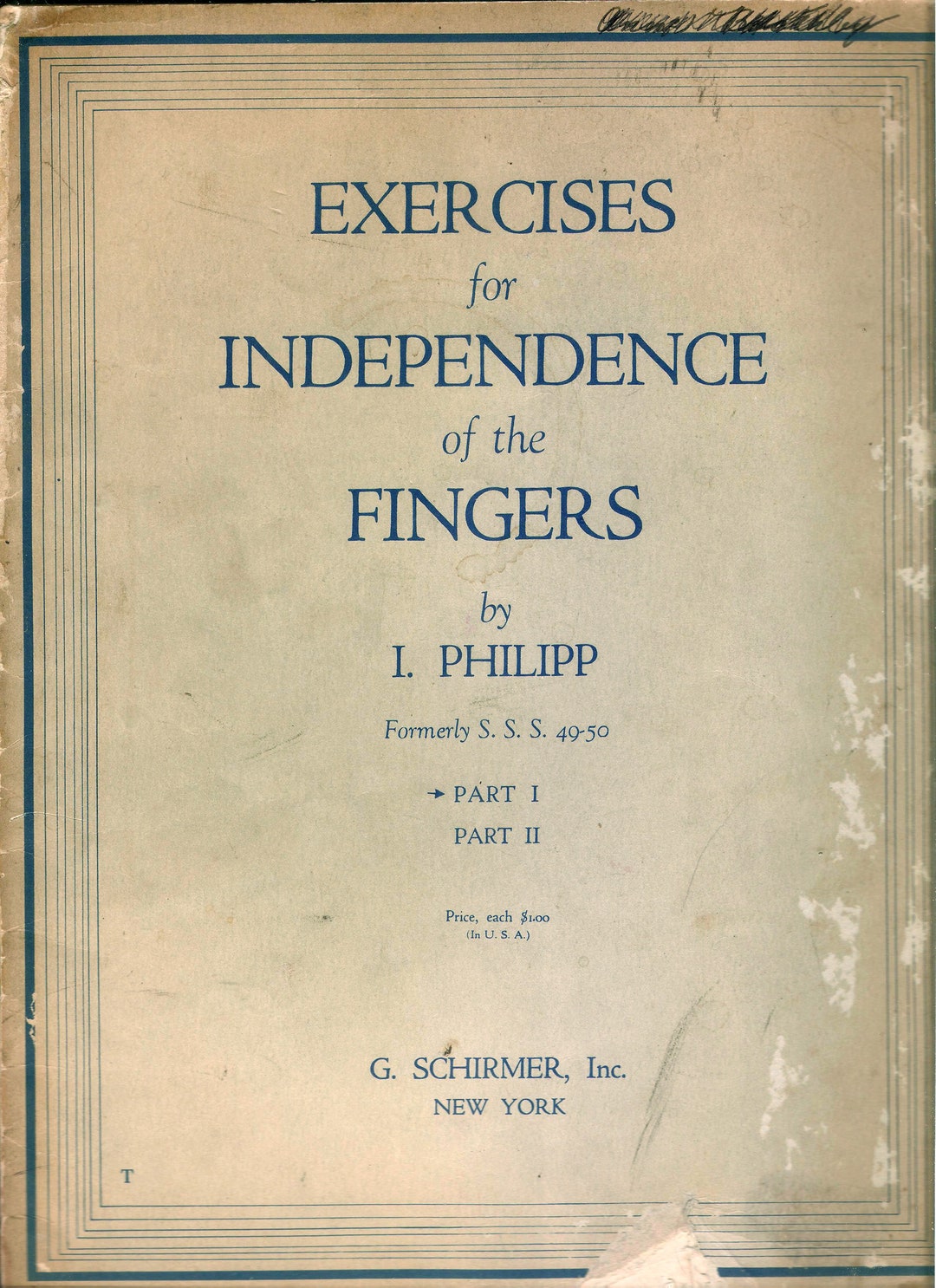 Exercises for Independence of the Fingers by I. Philipp in Two Parts ...