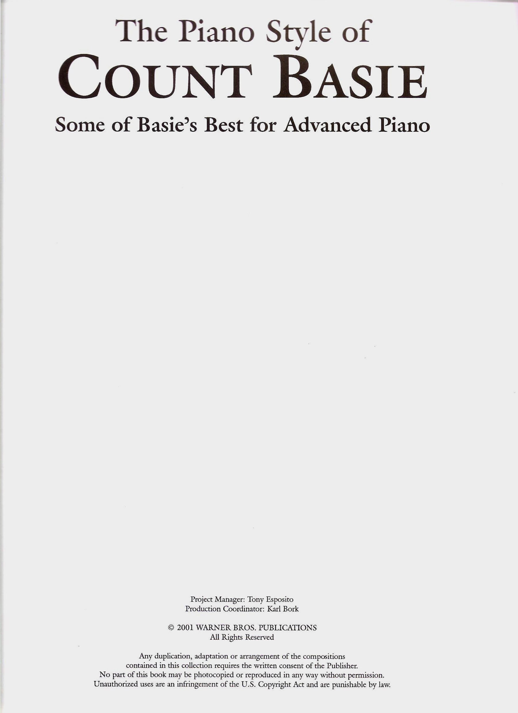 The Piano Style of Count Basie Some of Basie's Best for - Etsy