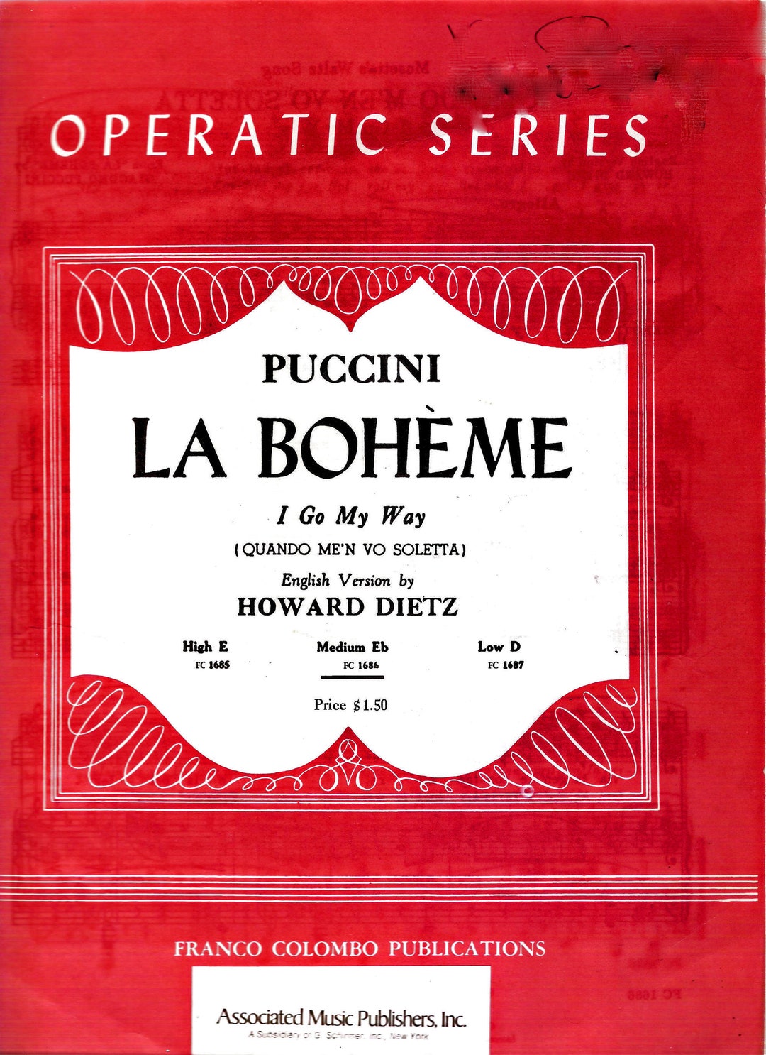 La BOHEME Puccini I Go My Way Quando Me'n Vo Soletta Musetta's Waltz ...