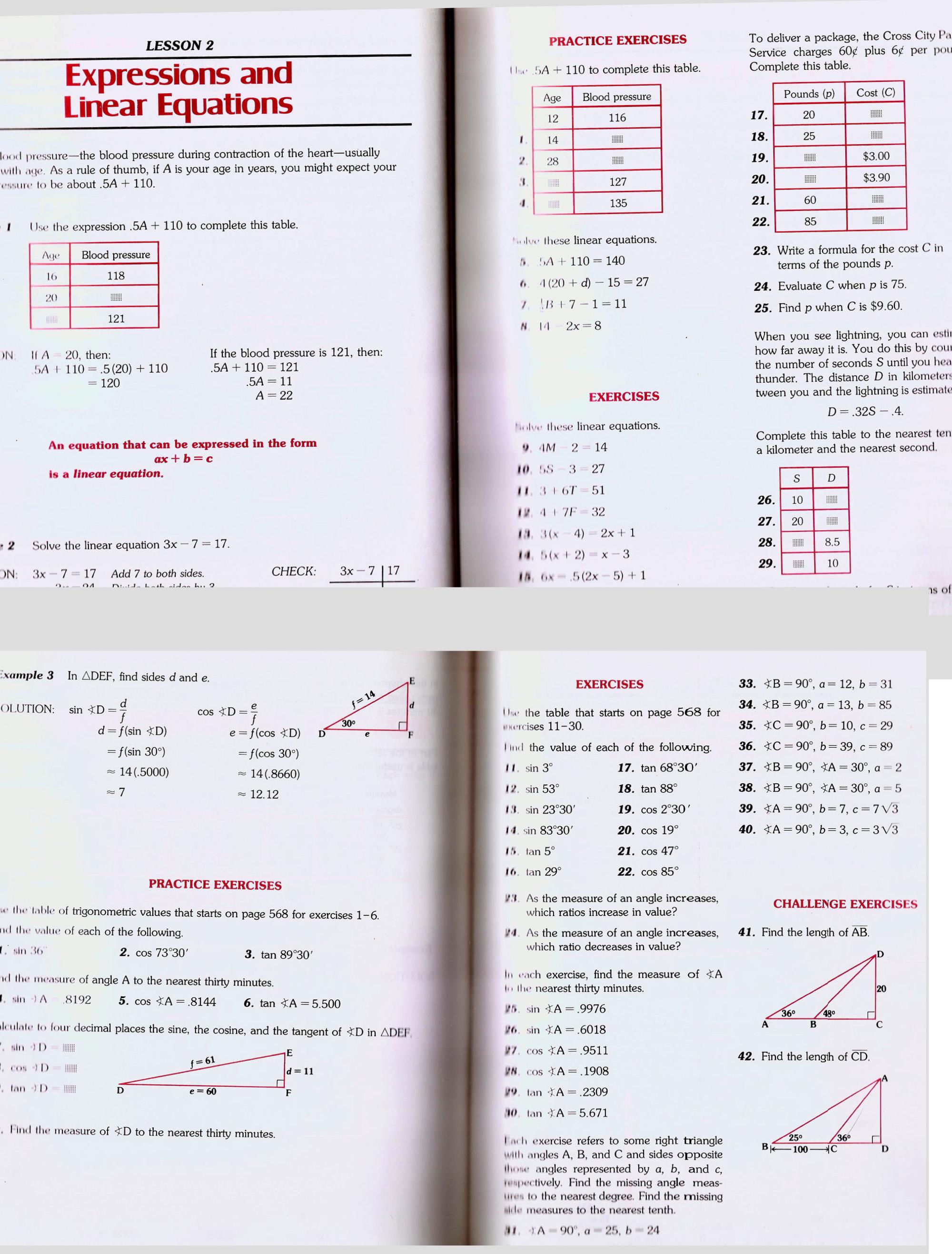 ALGEBRA TWO Book Linear Quadratic Functions Ratios Proportions ...