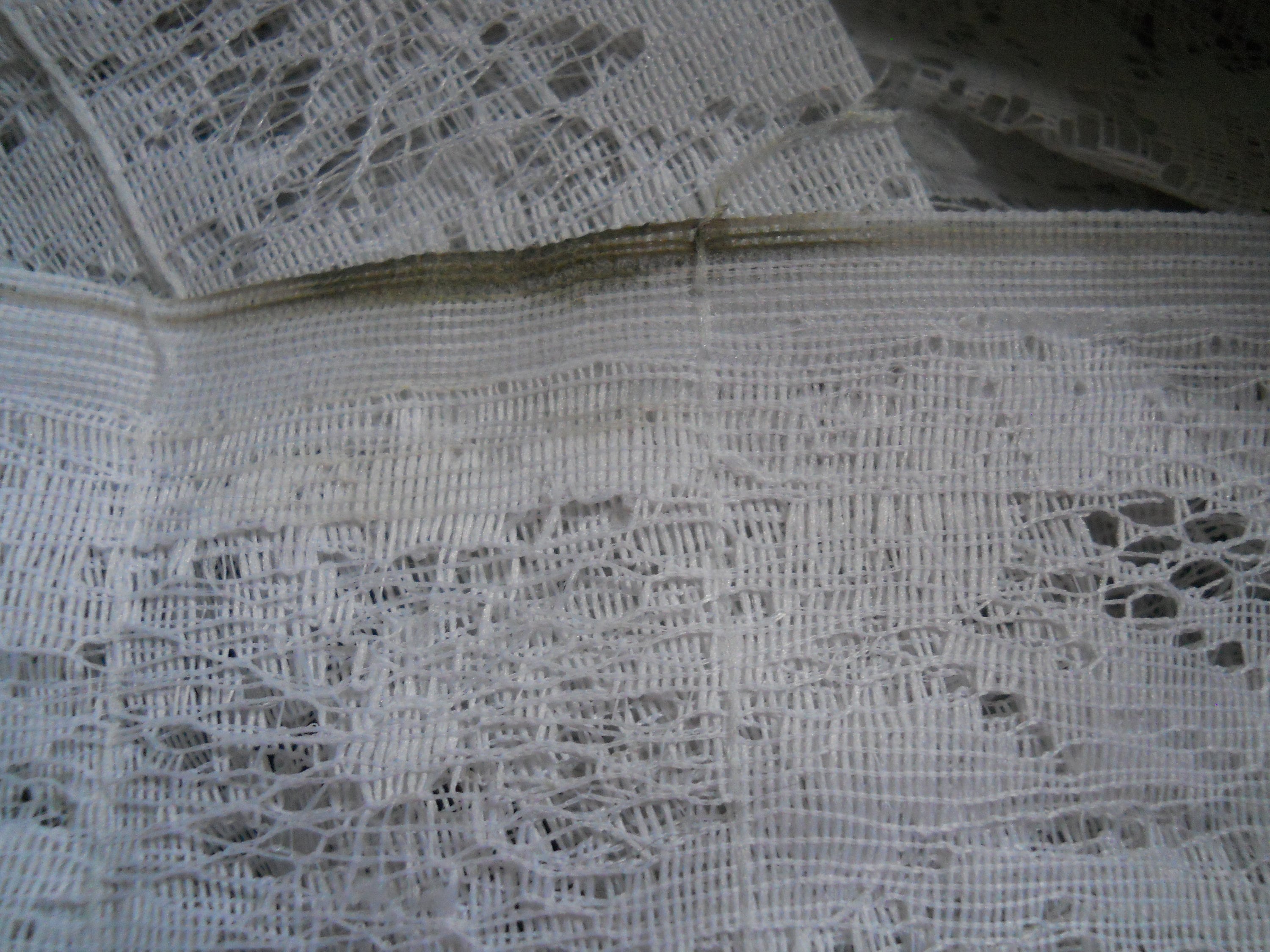 Pair of Lace Curtain Panels With Cascade Valance Attached, Vintage ...