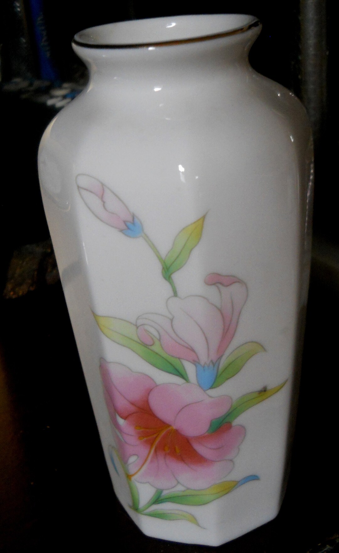 Made in Japan Vase Antique Unique, Octagonal Porcelain Floral Vase ...
