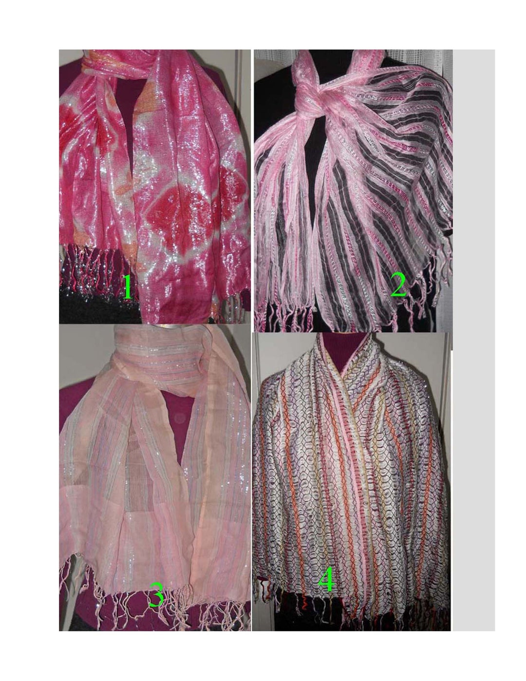 Bufanda rosa, bufanda ligera de mujer, bufanda lurex de poli gasa ...