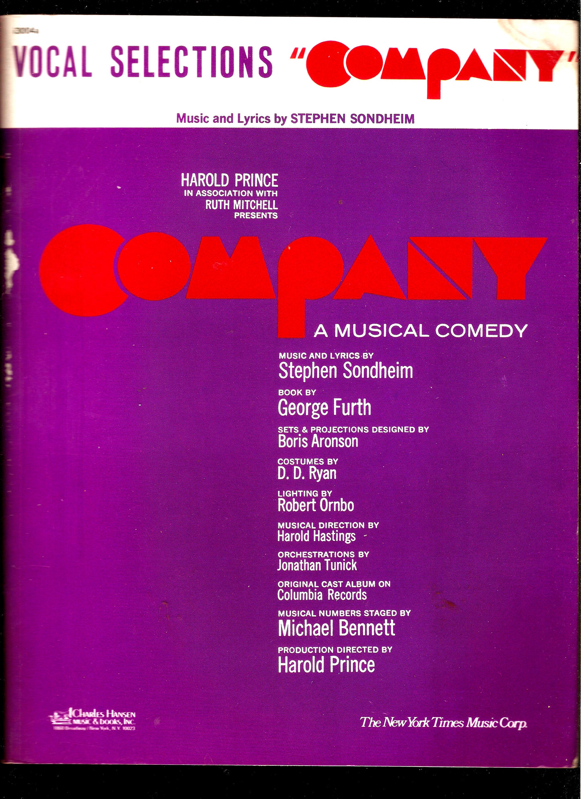 Vocal Selections company a Musical Comedy Music and Lyrics by Stephen ...