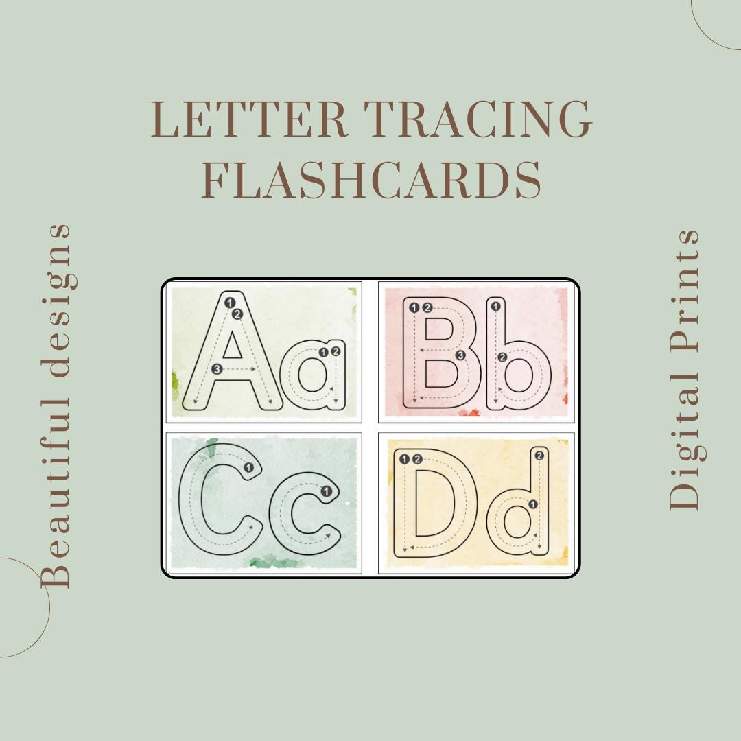 Children's Letter Tracing Flashcards Digital Print - Etsy