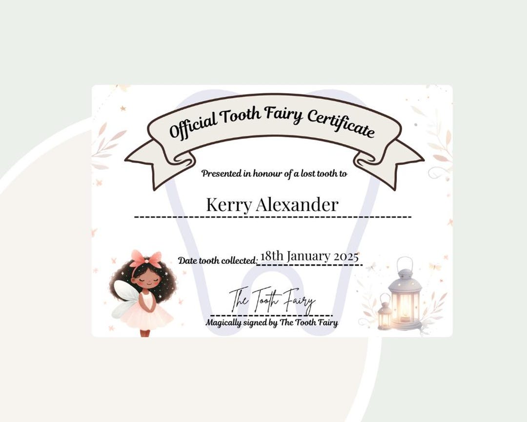 Tooth Fairy Certificate Printable, Instant Download, Canva Editable ...