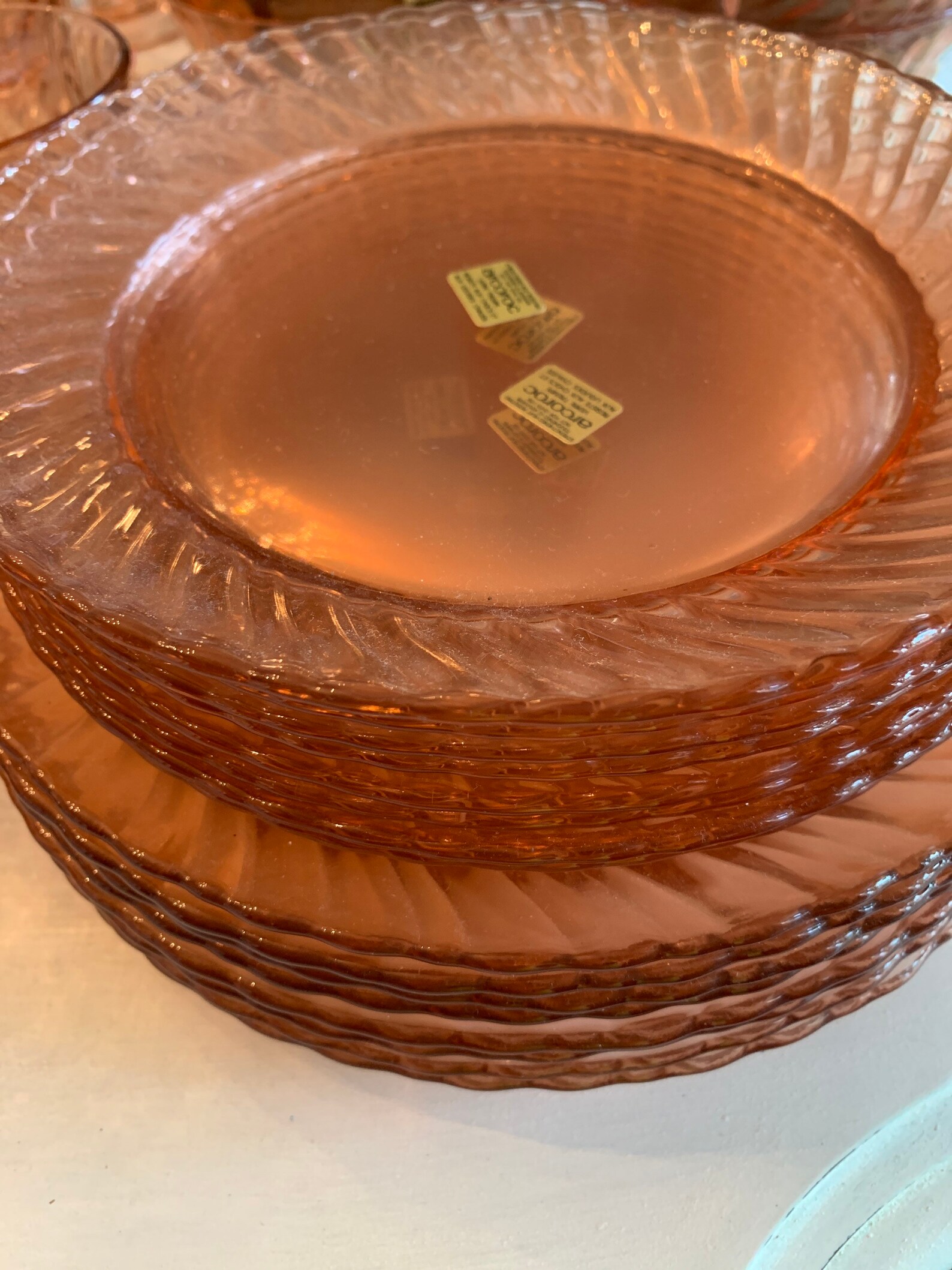 Pink Swirl Luminarc Glassware Vintage Pink Arcoroc France - Etsy