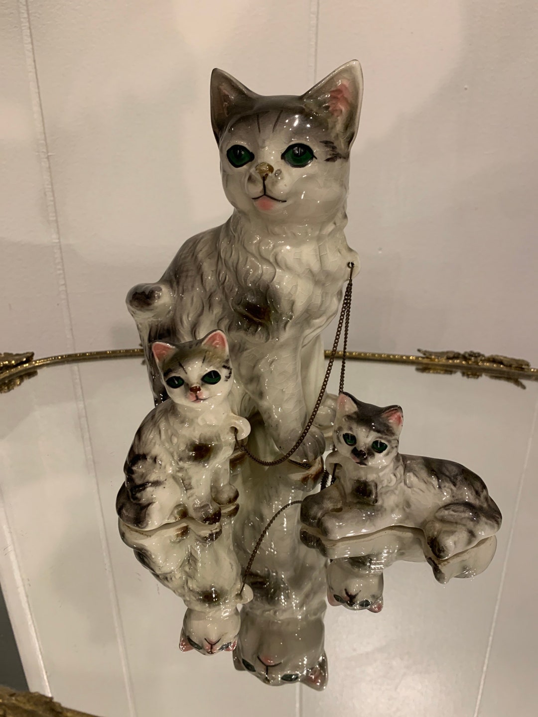 Vintage Chained Cats Set of Three Made in Japan Granny Chic Decor - Etsy