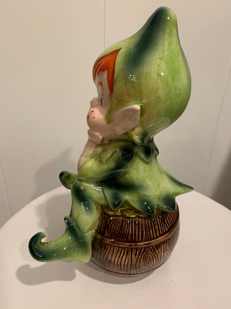 Lefton Pixie Elf Bank Barrel of Money Vintage Rare Marikas - Etsy