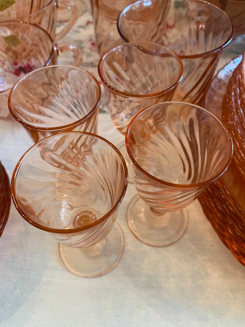 Pink Swirl Luminarc Glassware Vintage Pink Arcoroc France - Etsy