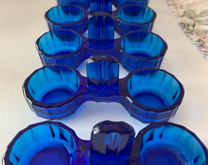 Vintage Cobalt Blue Salt Cellars Double Glass Bowls - Etsy