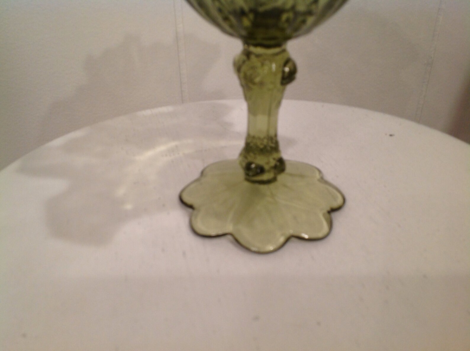 Fenton Rose Ruffled Olive Green Compote Green Glass Compote | Etsy