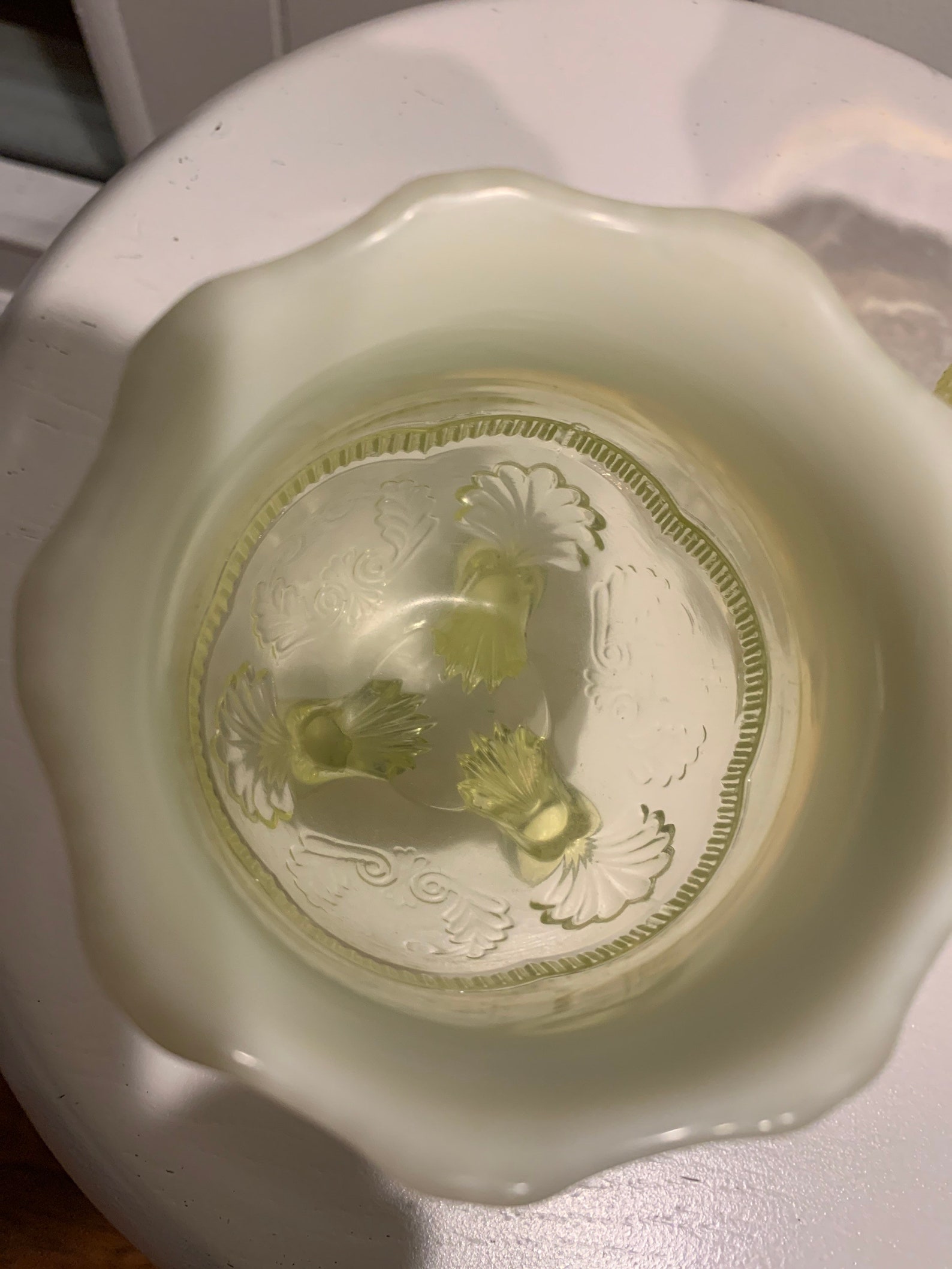 Antique Vaseline Spooner Manila Wreath and Shell Flint Glass - Etsy