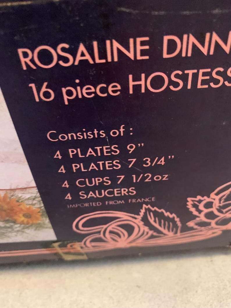 Vintage Pink Glass Rosaline Dinnerware Set Sercice for Four New Old ...