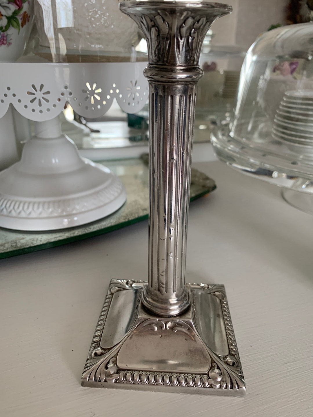 Antique Fraget N Plaque Candlestick Victorian Silver Plate - Etsy