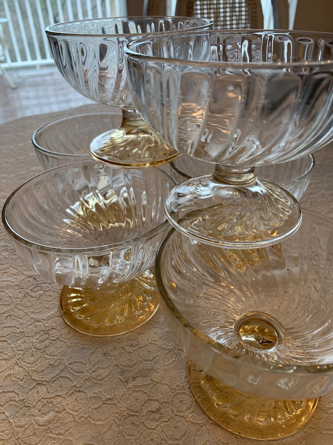 Luminarc France Swirl Sherbet Glasses Stemware Two Toned - Etsy