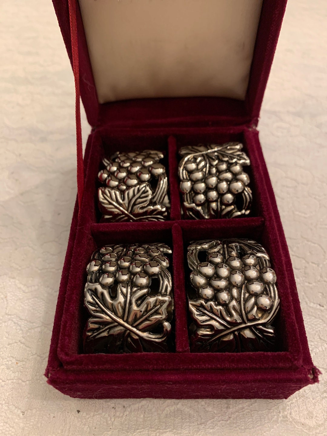 Godinger Silver Art Napkin Rings Set of Four Grape Design - Etsy