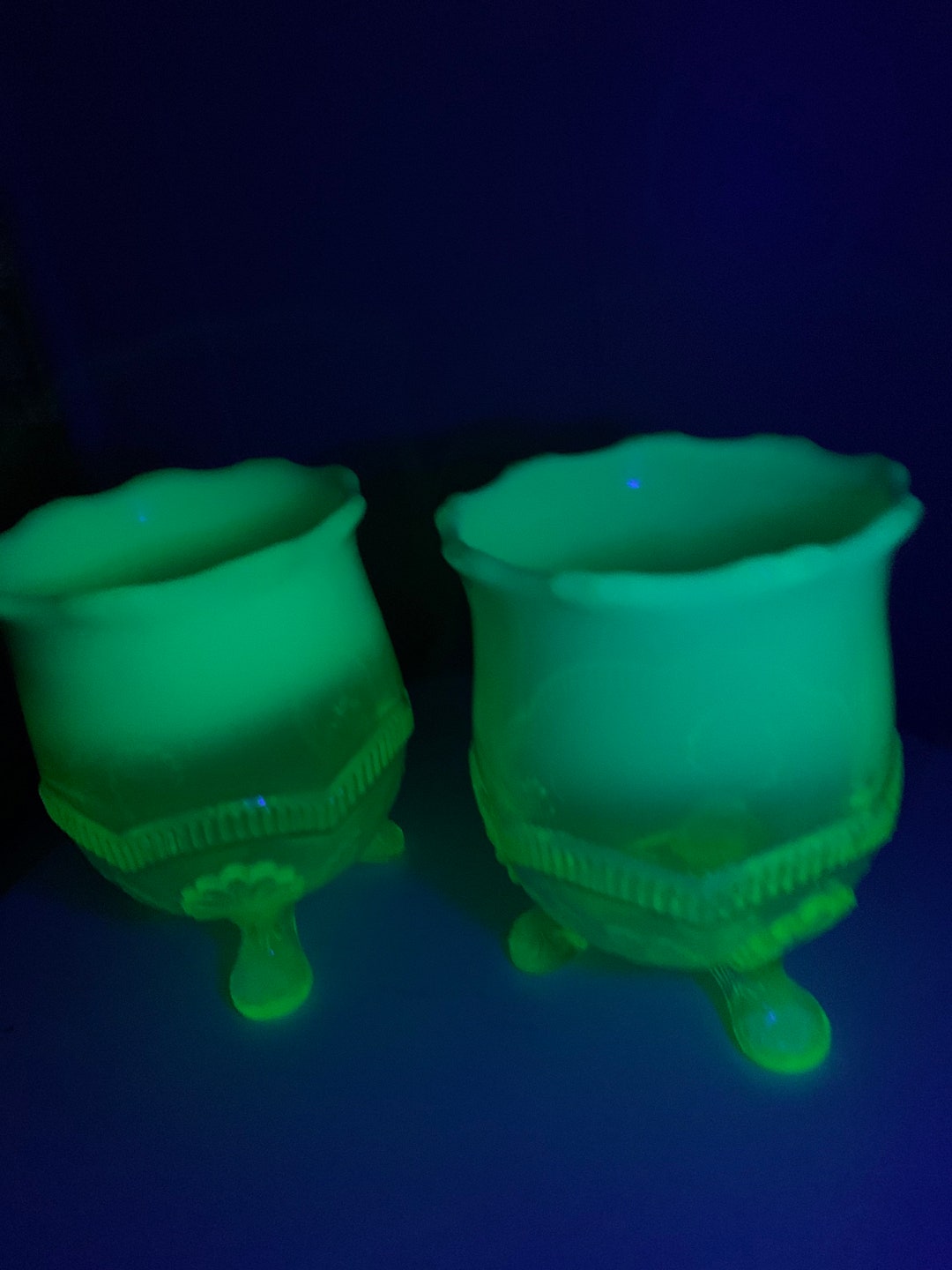 Antique Vaseline Spooner Manila Wreath and Shell Flint Glass Works - Etsy