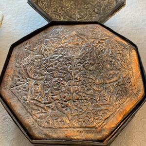 Antique Copper Octagonal Betal Nut Box Embossed - Etsy