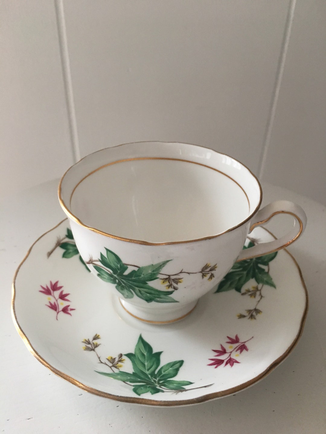 Colclough English Tea Cup and Saucer ~ Tea Cup ~ Pink and Green - Etsy