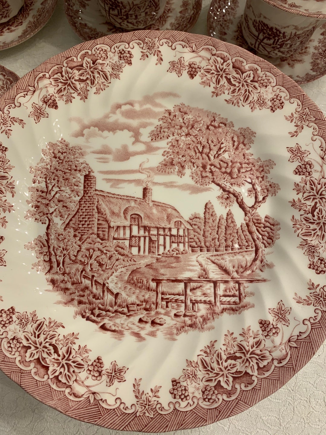 The Brook Pink Transferware Churchill Dinner Plate Made in England - Etsy