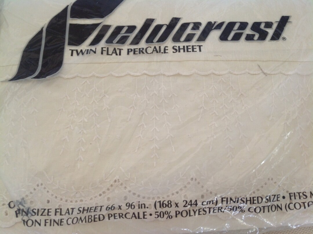 Vintage Twin Size Percale Sheet ~ Ivory Color Eyelet Trim Sheet ...
